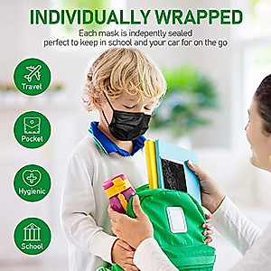 TomrickCare Black Kids Disposable Face Mask 50 PCS,Individually Wrapped