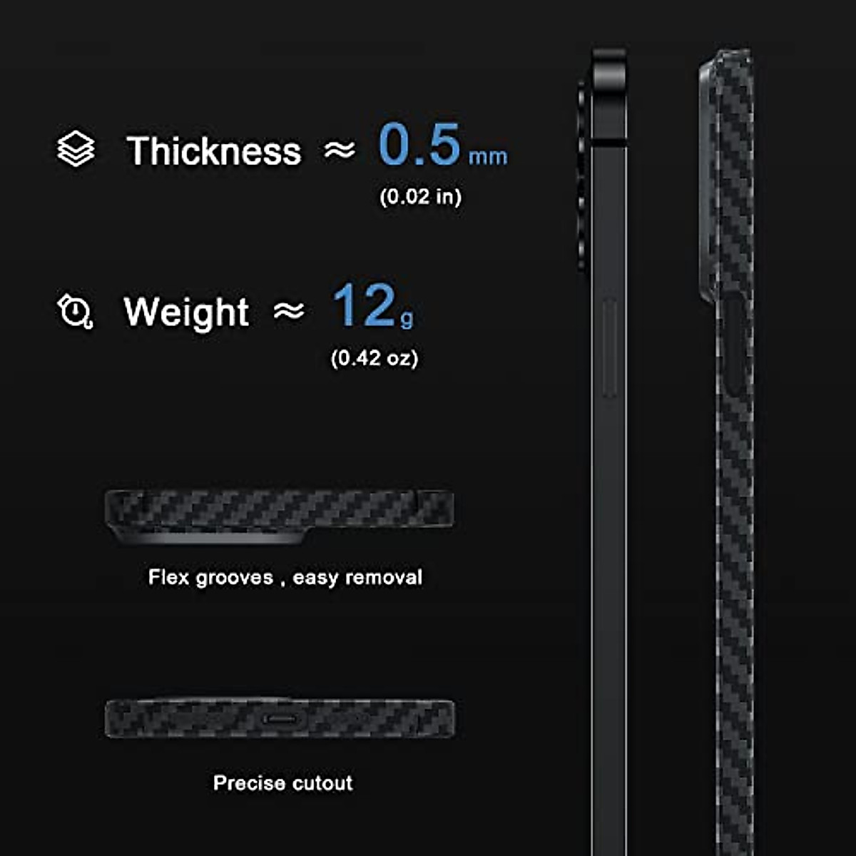 memumi Real Aramid Fiber for iPhone 14 Pro Max 6.7" Case, Sturdy Durable Carbon 0.5 mm Slim Fit for iPhone 14 Pro Max Carbon Fiber Thin Case [ Aramid Fiber] with Military-Grade Drop Protection Black