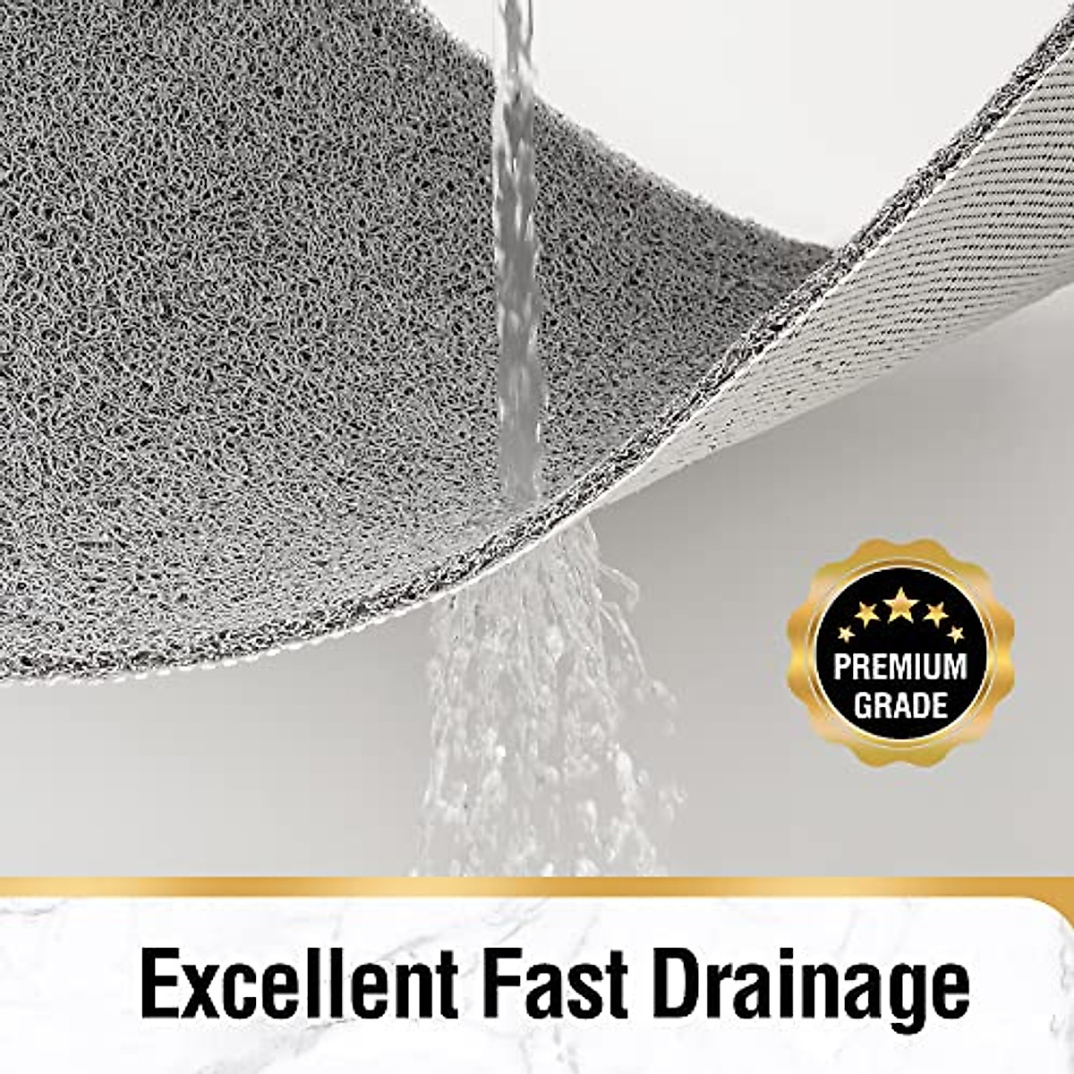 HITSLAM Shower mat Non Slip, 24 x 32 Inch Bathtub Mat Non Slip with Drain, Soft PVC Loofah Shower Bath Mat for Tub, Quick Drying Bathroom Shower Mat, Grey