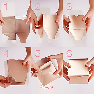 ROSEGLD 10 Gift Boxes 9.5x6.5x4 Inches, Gift Boxes with Lids, Rose Gold Gift Boxes, Bridesmaid Proposal Boxes for Light Weight Gifts (Glossy Rose Gold with Grass Texture)