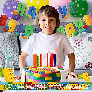 32 Pieces Building Blocks Birthday Supplies Building Block Candles Decorations Block Party Centerpiece Banner Party Supplies Happy Birthday Banner Brick Themed Party Favors