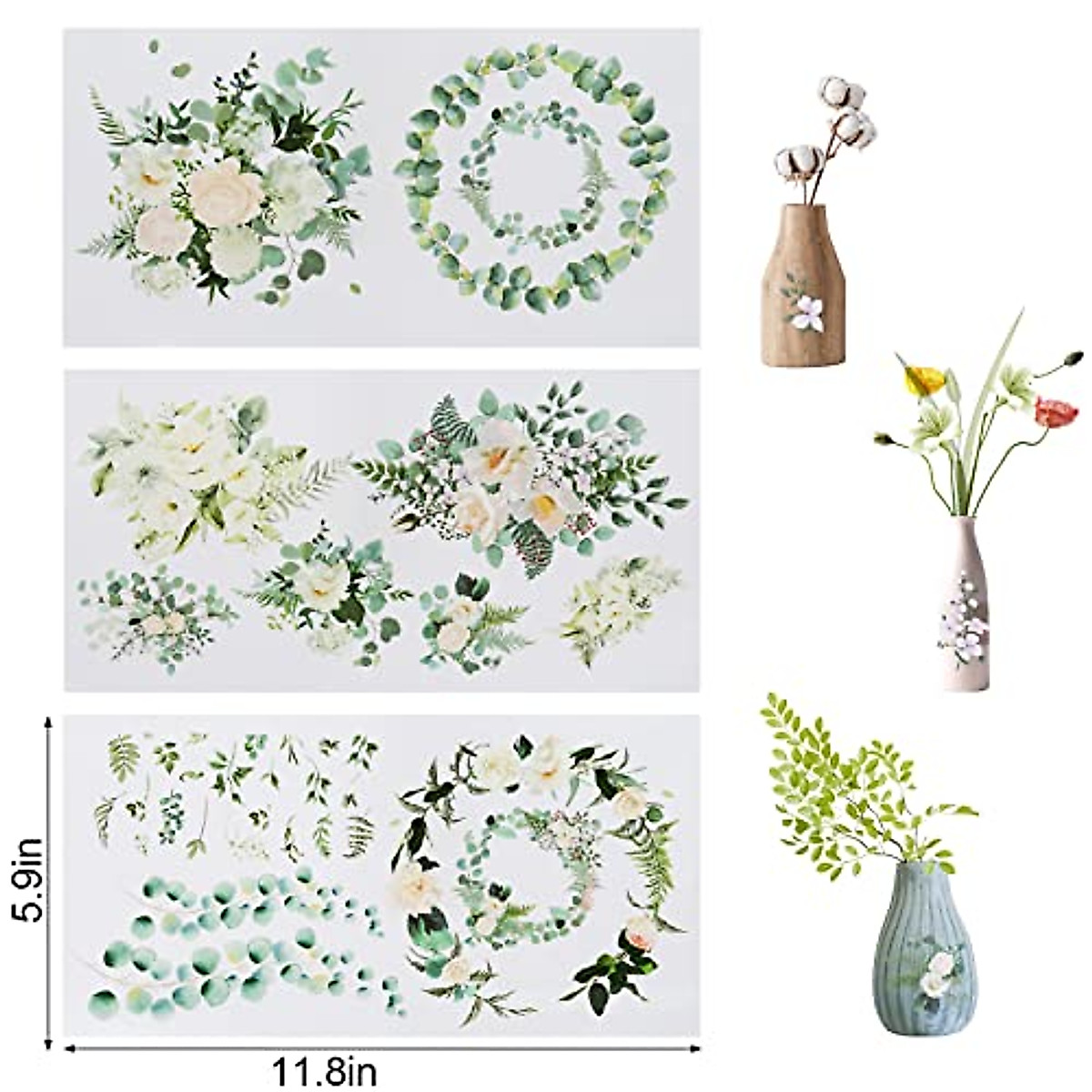 3 Sheets Rub on Transfers for Furniture, Farmhouse Rub on Transfers for Crafts, Furniture Rub on Transfer Stickers for Wood Home Decor Transfers, Blessings from The Eucalyptus (5.9" x 11.8")