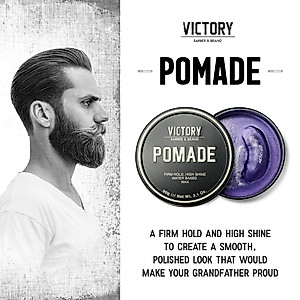 Victory Barber & Brand Pomade for Men, 3.1 Ounce, Water Based Pomade for Men, High Shine Hair Wax for Men, Strong Hold Pomade, Made in USA