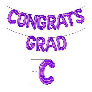Purple Themed 2024 Graduation Decorations, Purple Congrats Grad Banner with Black Purple Latex and Fiol Star Balloons for Purple Congrats Grad Graduation Class of 2024 Party Decorations