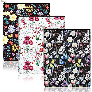 3 Pcs Book Floral Sleeve Cute Book Covers Book Protector Book Pouch Fabric Book Cover Protector with Zipper for Book Lovers Washable, Medium 11 Inch x 8.7 Inch