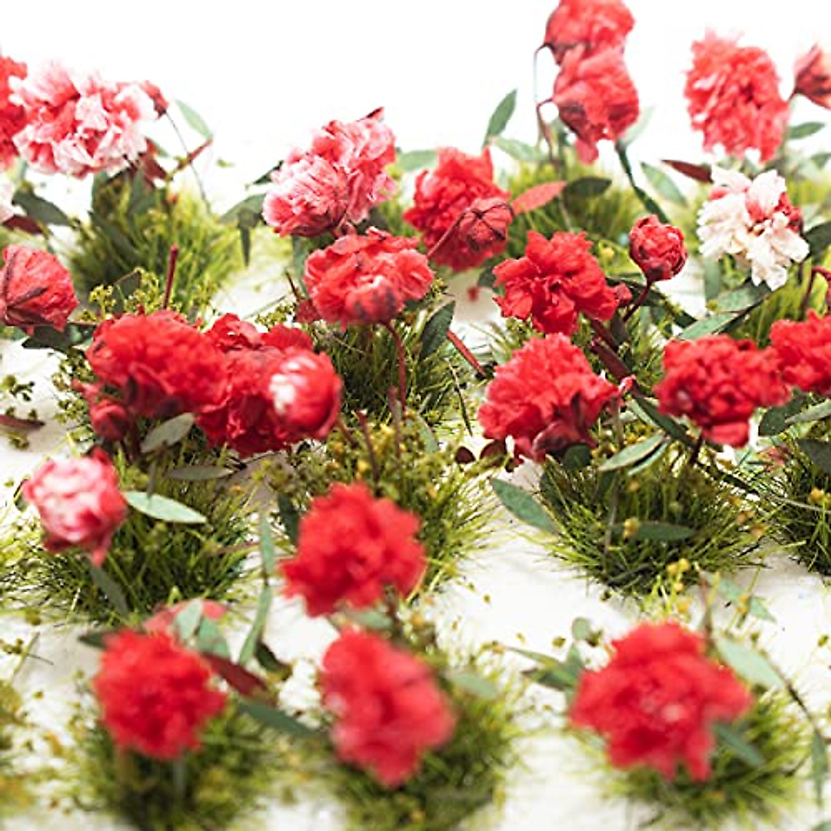 40 Pcs Flower Cluster Flower Vegetation Groups Grass Tufts Miniature Static Scenery Model for DIY Architecture Building Model Railway Train Diorama Garden Scenery Landscape Layout (Red)