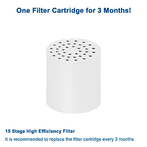 NearMoon 15 - Stage Replacement Cartridge Universal High Output Shower Filter with VC, Reduce Hard Water, Heavy Metal Impurity, Improve Skin & Hair, Fit Any Similar Shower Filter (1 pack)