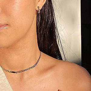 WEARON Gold Hoop Earrings for Women 14K Plated Gold Huggie Earrings for Women Personality Simplicity Twisted Chain Hoop Earrings Jewelry