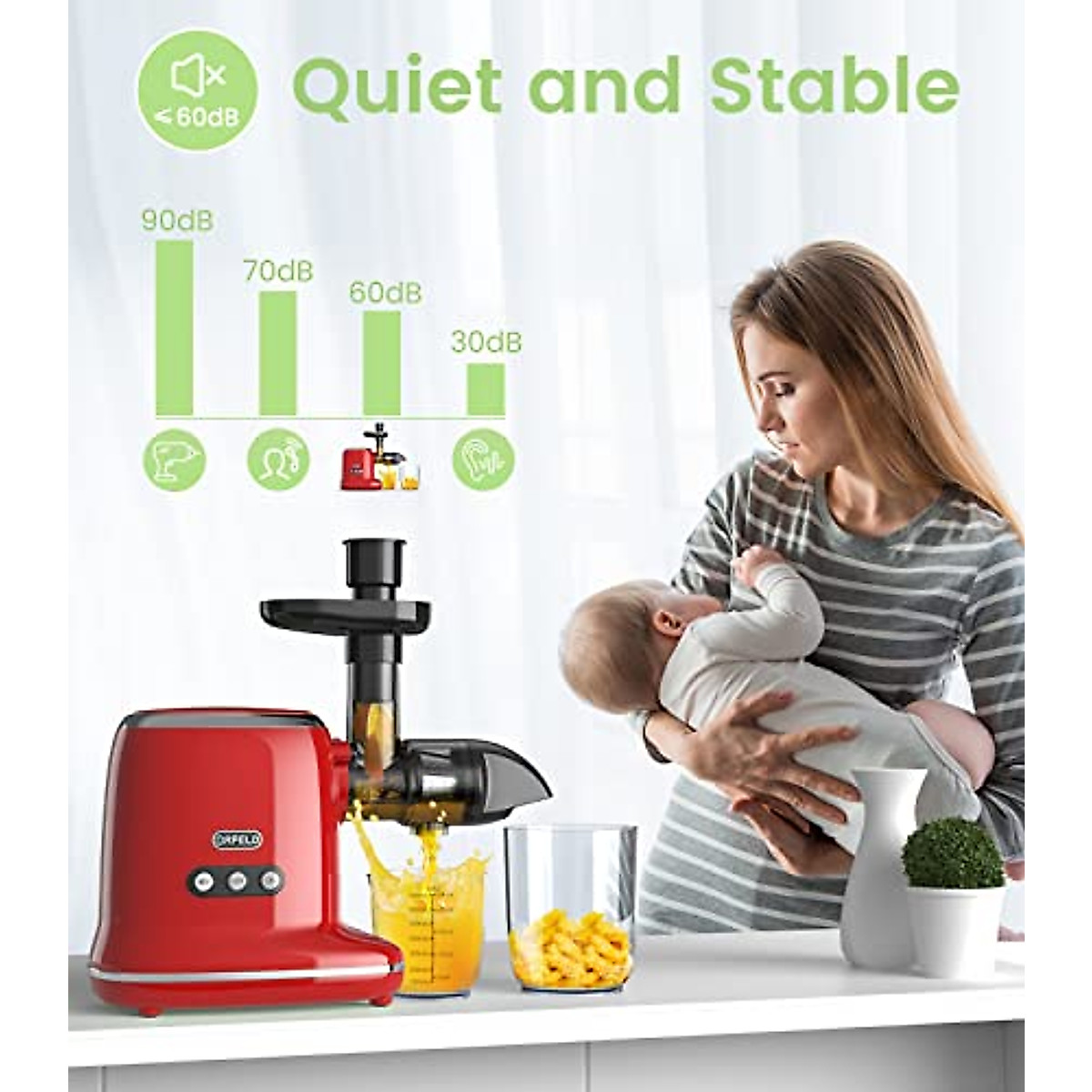 Juicer Machines, Orfeld Professional Cold Press Juicer Extractor Machine