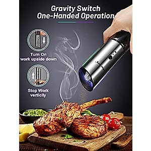 [Most Popular Pepper Grinder]USB Rechargeable Electric Salt and Pepper Grinder Set,XinBaoLong Stainless Steel Pepper Grinder Refillable,Adjustable Coarseness,Gravity Salt and Pepper Grinder Set