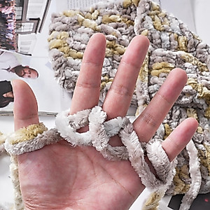 Crafted By Catherine Luxe Velvet Multi Yarn - 2 Pack (300 g / 10.5 oz, 98 Yards Each Skein), Khaki Multi, Gauge 6 Super Bulky