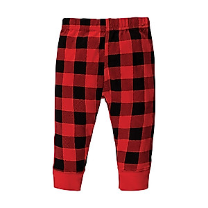 Hudson Baby Cotton Bodysuit, Pant and Shoe Set, Buffalo Plaid Baby Bear, 3-6 Months