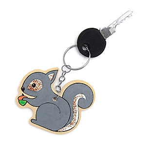 Baker Ross AX182 Woodland Animal Wooden Keyrings - Pack of 10, Color in Woodcraft Kits for Kids Arts and Crafting Activities