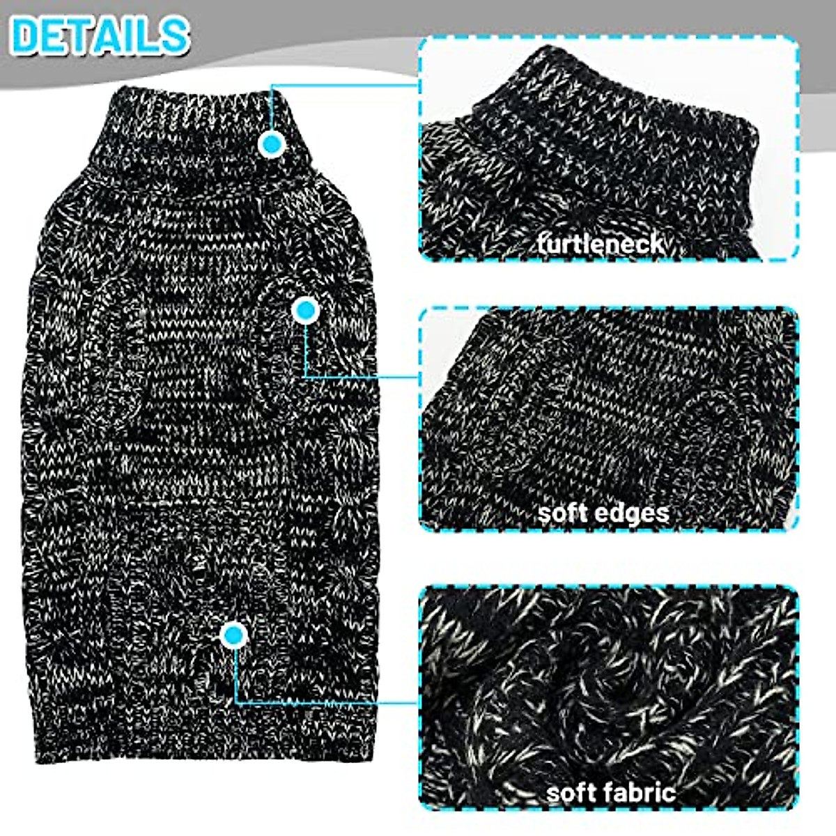 IPRAVOCI Dog Sweater for Small Medium Large Dog - Reflective Warm Fleece Knitwear Pullover Dog Clothes for Winter Fall