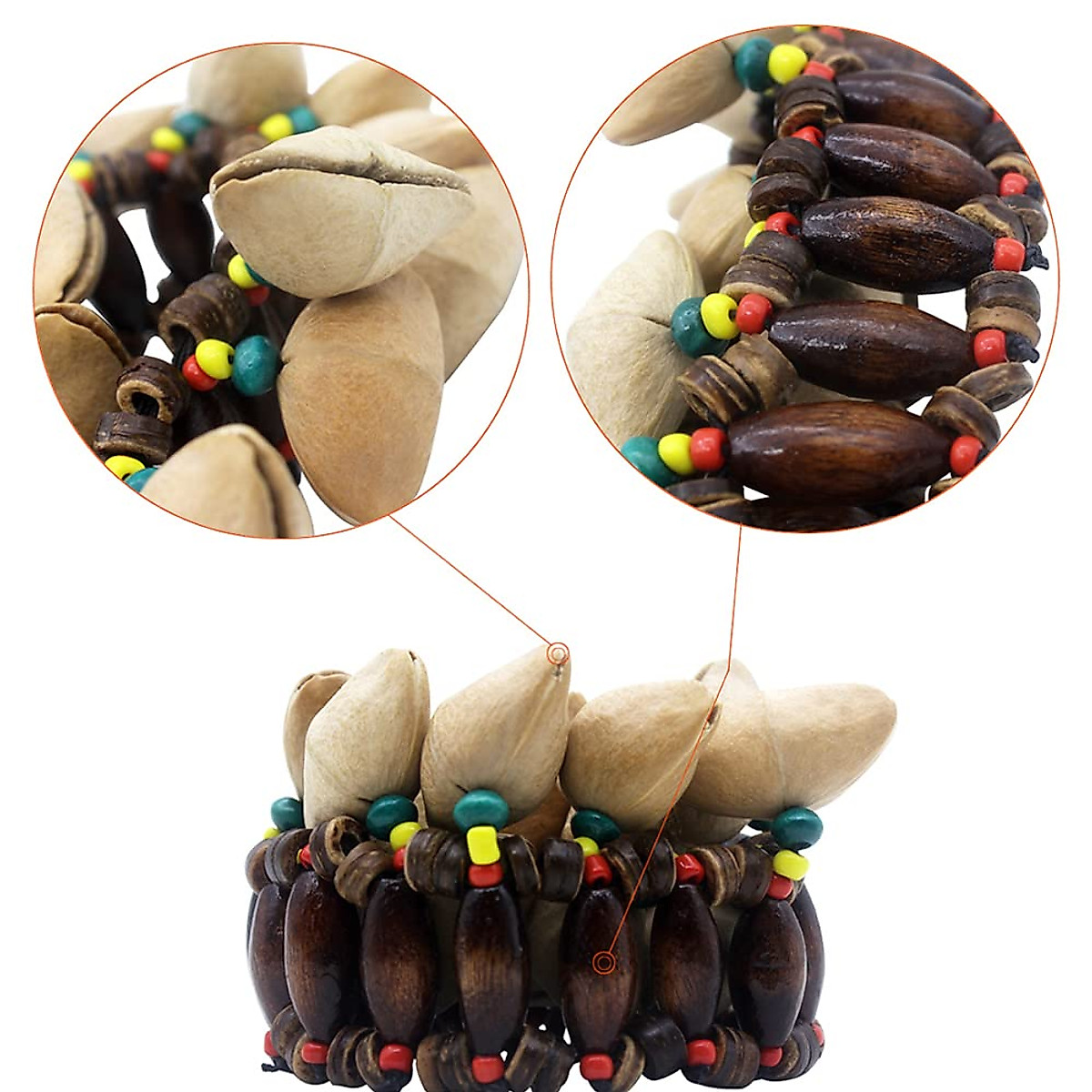 summina Nuts Shell Bracelet, African Tribal Style Nut Handbell, Drum Conga Percussion Accessories