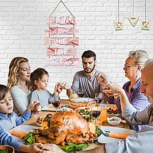 Jacriah Farmhouse Kitchen Signs Wall Decor, Bless the Food Before Us Sign, Pink Gold Kitchen Decor and Accessories Modern, Rustic Dining Room Wall Plaques, Large Country Decor, Inspirational Wall Art