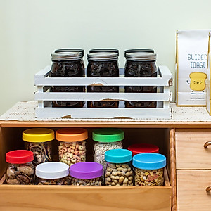 Jumterlee 12 Pack 32 oz Amber Mason Jars, Wide Mouth Mason Jars with Lids and Bands and 12 Black Plastic Mason Jar Lids, Amber Glass Mason Jars