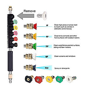 Selkie 120inch Pressure Washer Extension Wand Power Washer Lance with Spray Nozzle Tips,30°,90°Curved Rod, 1/4’’Quick Connect, Replacement for Anti-Leaked Ring 4000 PSI…