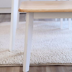 Livinia Canberra 37.4" Wooden Dining Bench/Mid Century Modern Solid Malaysian Oak Kitchen Bench (Natural-White)