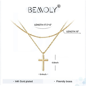 Befettly Women 14k Gold Filled Polished Layered Cross Necklace