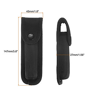HARFINGTON 2pcs Nylon Pocket Knife Sheath 5.8" x 1.8" Horizontal Vertical Carry Belt Loop Multi-Tool Pouch Folding Knife Belt Sheath with Snap Closure for Outdoor Daily Use, Black