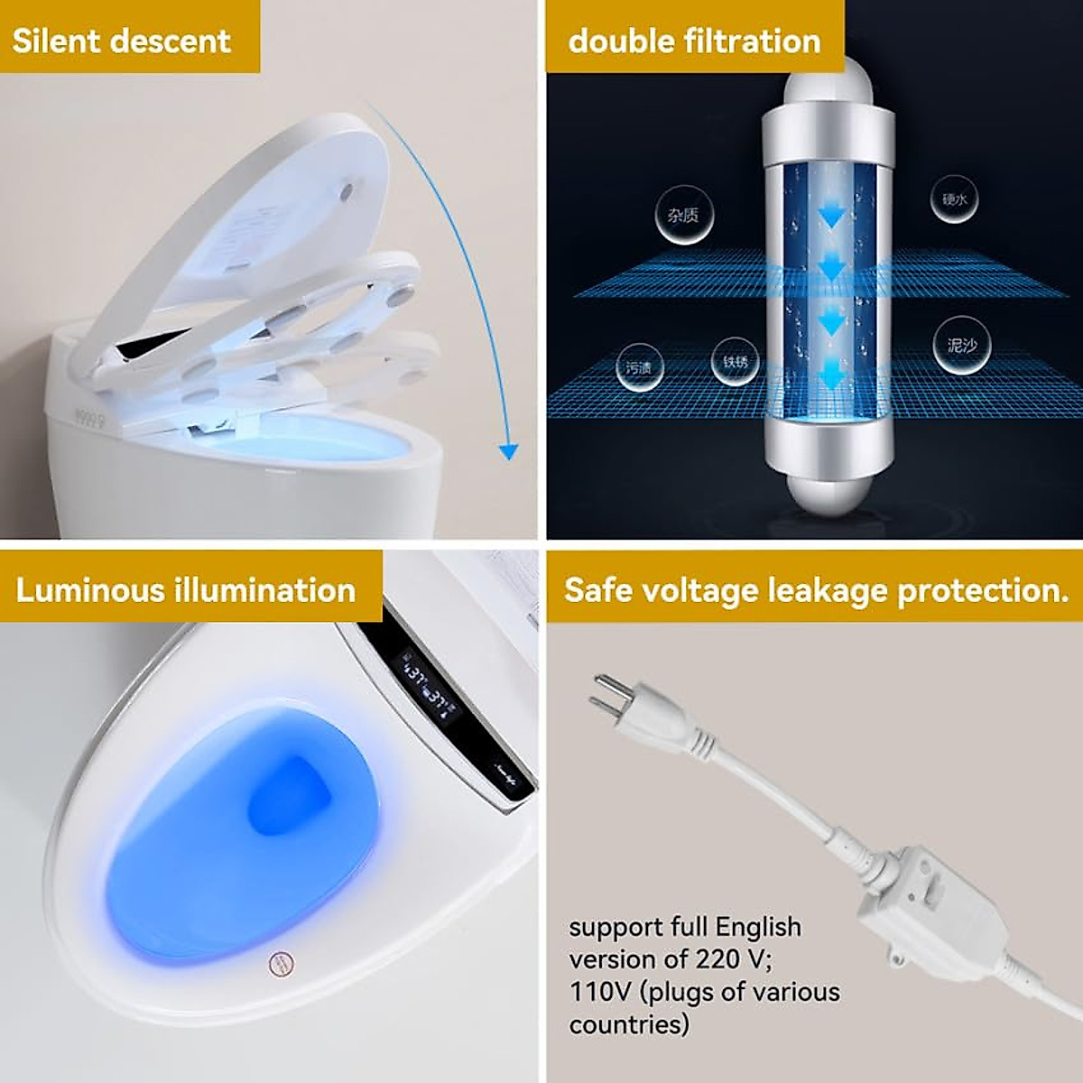 VISRACK Smart Toilets With Heated Bidet Seat, Portable Toilet With Bidet Built, Bidet Toilet With Dryer And Warm Water