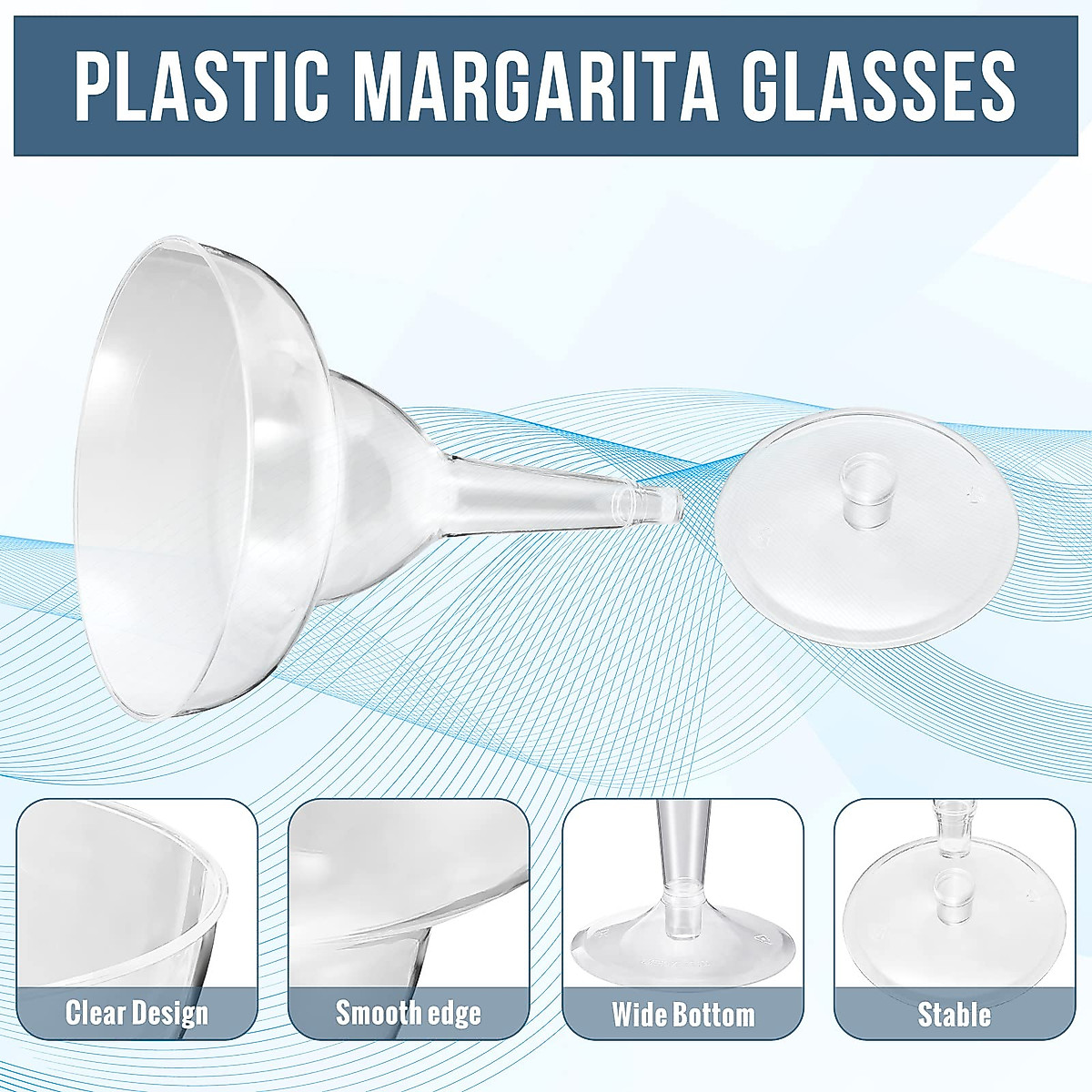 72 Pcs Plastic Margarita Glasses 8 oz Plastic Margarita Cups Mexican Theme Plastic Cocktail Glasses Shatterproof Disposable Cups Cocktail Cups for Cinco De Mayo Fiesta