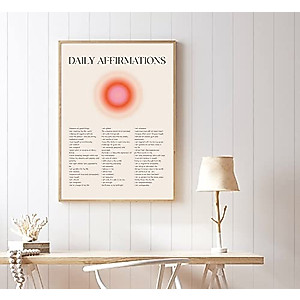 Daily Affirmation Wall Art Inspirational Canvas Wall Art Prints Trendy Words of Affirmation Wall Art Words of Affirmation Poster Motivational Pictures for Girl Woman Bedroom Decor 16x24 Inch UNFRAMED