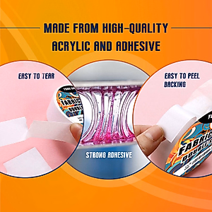 YONGJIN Double-Sided Fabric Tape (2 Rolls) - No Sewing or Ironing Required, Perfect for Quick Clothing Repairs, Fabric Bonding, Adhesive Cloth Tape for Hemming and DIY Crafts (1/4inch+1/2inch)