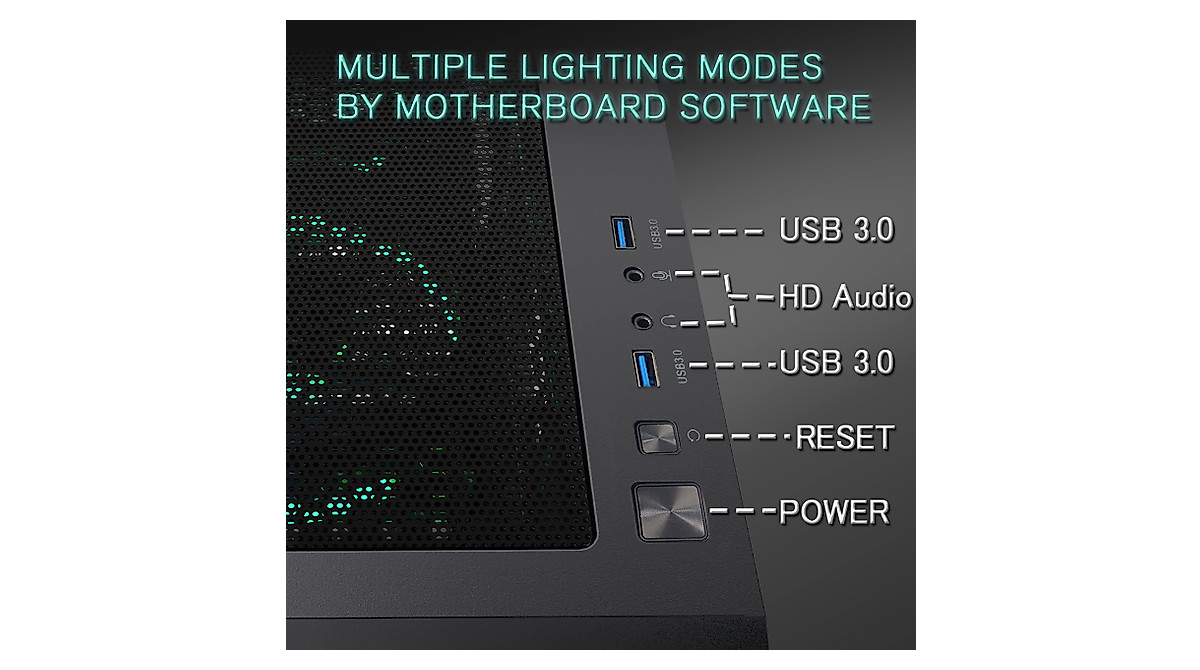 MUSETEX ATX PC Case with 6 ARGB Fans & Tempered Glass Side