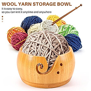 Nebel Natural Wooden Yarn Storage Bowl Crochet Knitting Needle Storage Holder Knitting Supplies Organizer