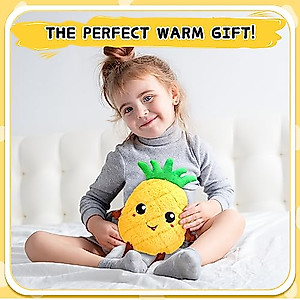 Wettarn 2 Pieces Warmies Microwavable Stuffed Fruit Heatable Unscented Avocado Pineapple Heating Pad Hot and Cold Therapy Plush Toys for Boys and Girls