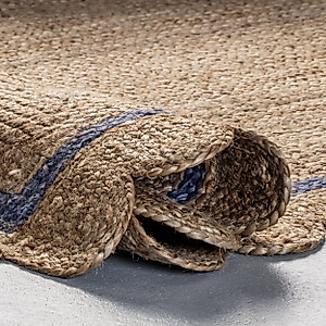 nuLOOM Tera Petals Braided Jute Area Rug, 5x8, Blue