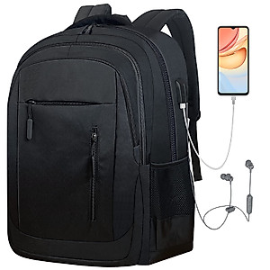 Wesoke Laptop Backpack for Men, 17.3 Inch Travel Backpacks Students BookBag with Laptop Compartment, Water Resistant Business Work Casual Computer Daypack with USB Charging/Headphone Port