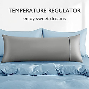 Fittia Silky Satin Body Pillow Pillowcase for Hair and Skin, Silk Body Pillow Case Cover 20x54 with Envelope Closure, Soft Long Pillowcase, Slivergrey, 1 Pack