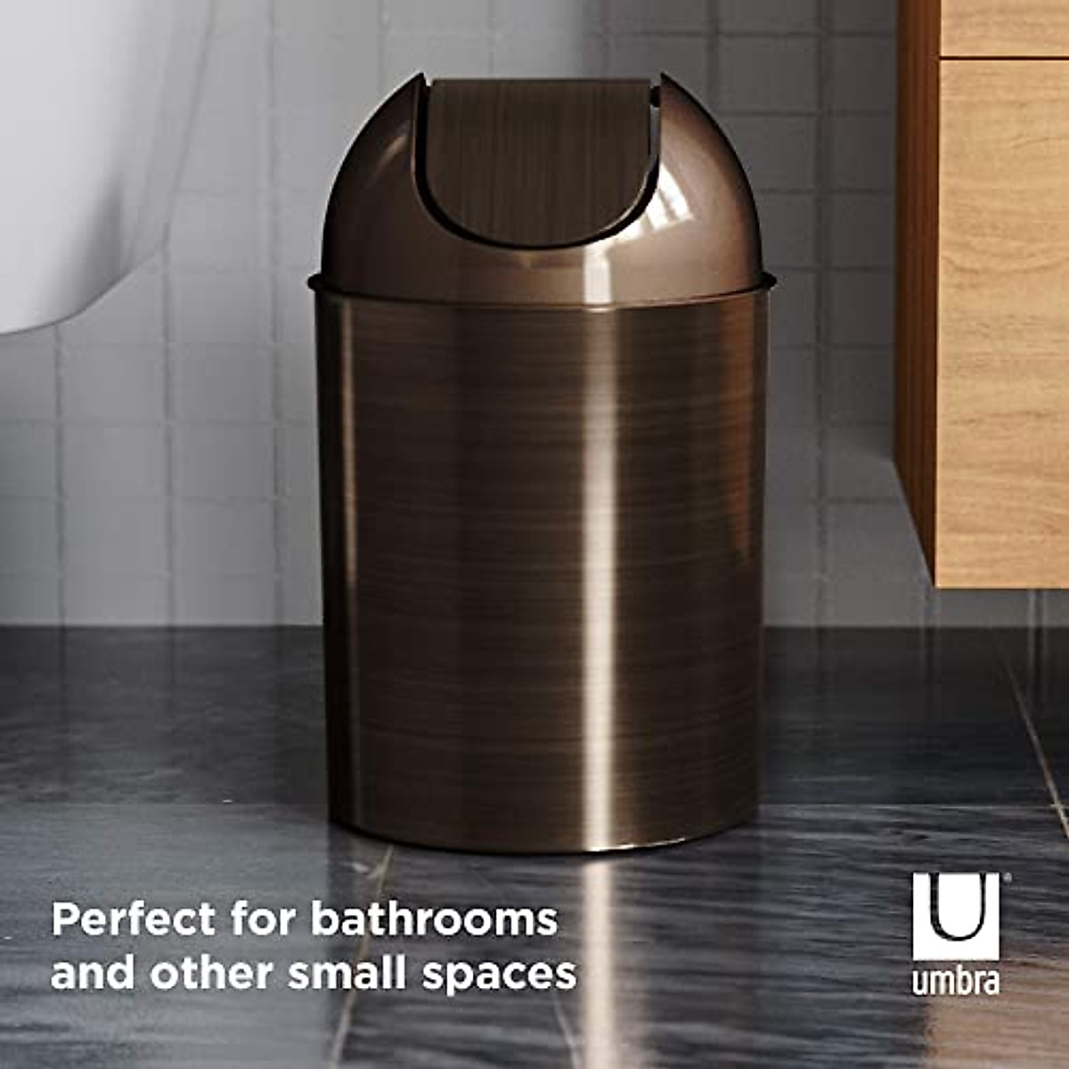 Umbra Mezzo Swing-Top Waste Can, 2.5-Gallon (10 L), Bronze