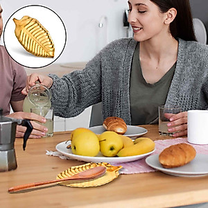 Giantree 1 Pcs Gold Spoon Rest for Kitchen Counter, Gold Spoon Rest for Stove up, Stainless Steel Spoon Rest for Kitchen Counter, Coffee Spoon Rest Utensil Rest for Spoon Dessert Jewelry Storage