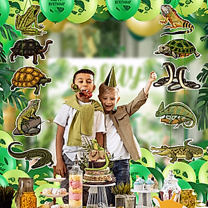 Reptile Birthday Party Decorations 10 PCS Reptile Swamp Door Banner Jungle Animals Lizard Snake Turtle Alligator Door Sign Camping Wilderness Reptile Theme Birthday Baby Shower Party Supplies