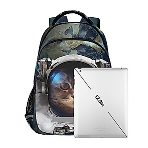 S Husky Laptop Backpack School Bookbags Daypack Bags Space Cat Astronaut Earth Planet Kids Back Packs for Girls Boys Women Men 2045048 One Size