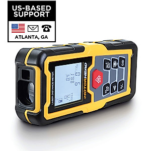 MOTORHEAD 196Ft/60M Laser Measure, Laser Distance Measure w/Digital Level & Angle Sensor, M/in/Ft, 50 Data Set Storage, 3 Measurement Points, Backlit LCD, Pythagorean, Area & Volume Functions