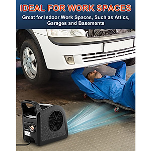 LZLXXLZL Air Mover Blower Fan - High Velocity Utility Fan for Drying, Cooling, Ventilating and Exhausting, Pivoting Floor Fans with 3 Speeds for Home Use and Job Site, 2 Outlets, 355CFM, Black