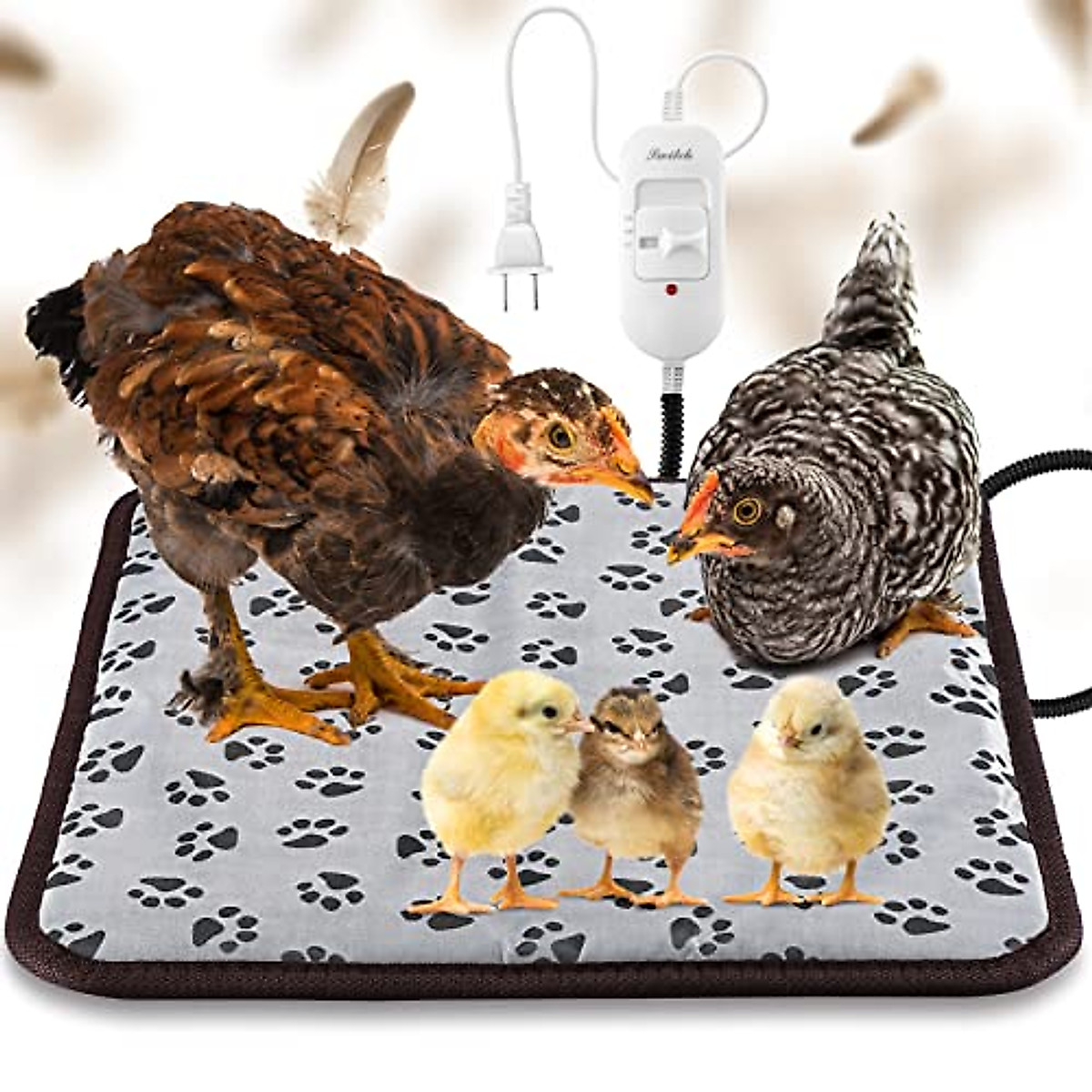 Chicken Heating Pad Chicken Coop Heater 110V Power 20W Electric Heating Mat Heated Bed Adjustable Heated Pad Blankets Warming Bed Mats with Chew Resistant Cord for Chicken Pet Supplies