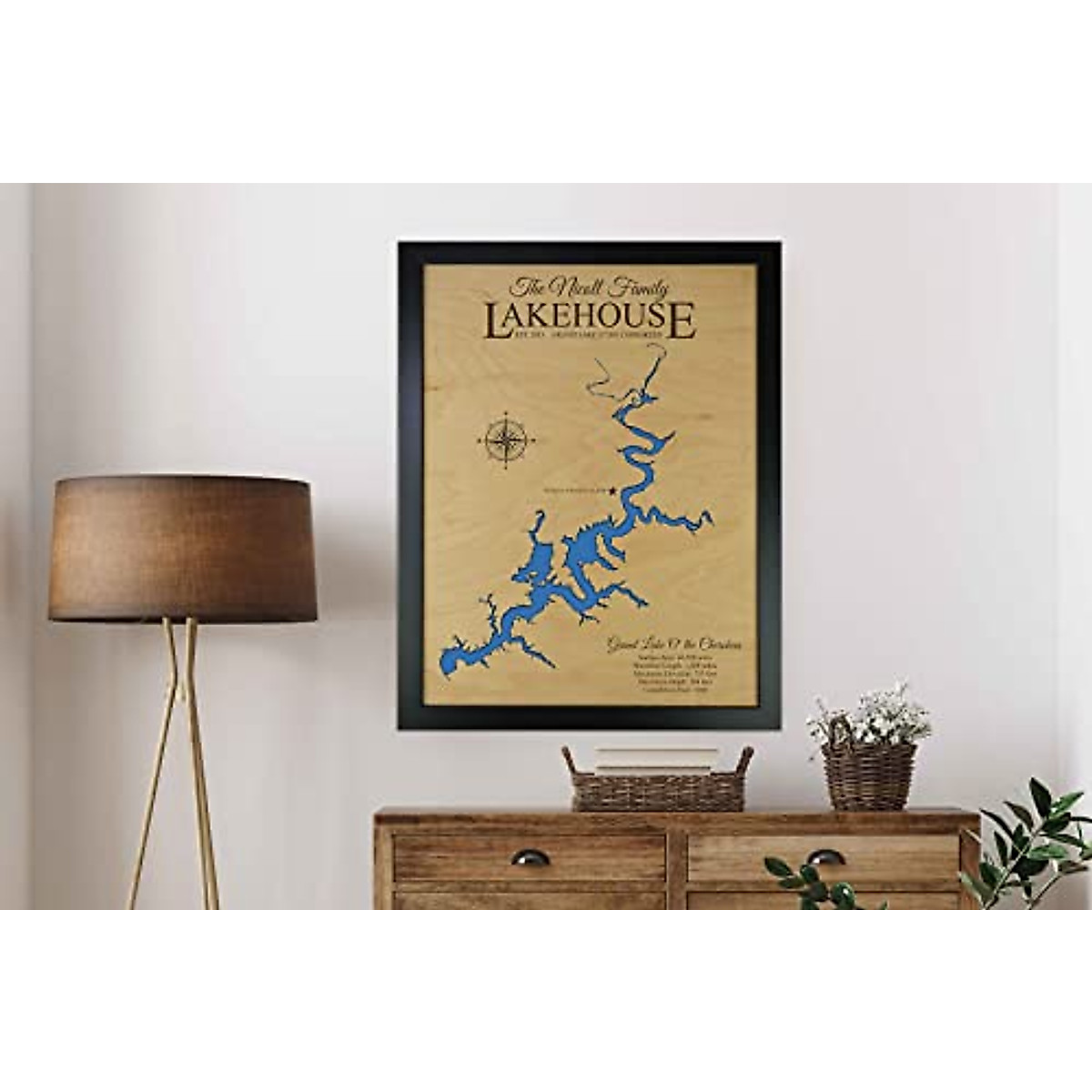 Personalized House Decor Wood Lake Map of Any Lake - Customized Handmade Gifts for Lake House Wall Decor