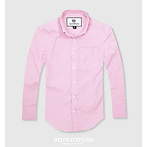 Black n Bianco Boys' Signature Oxford Long Sleeve Dress Shirt Pink Size 12