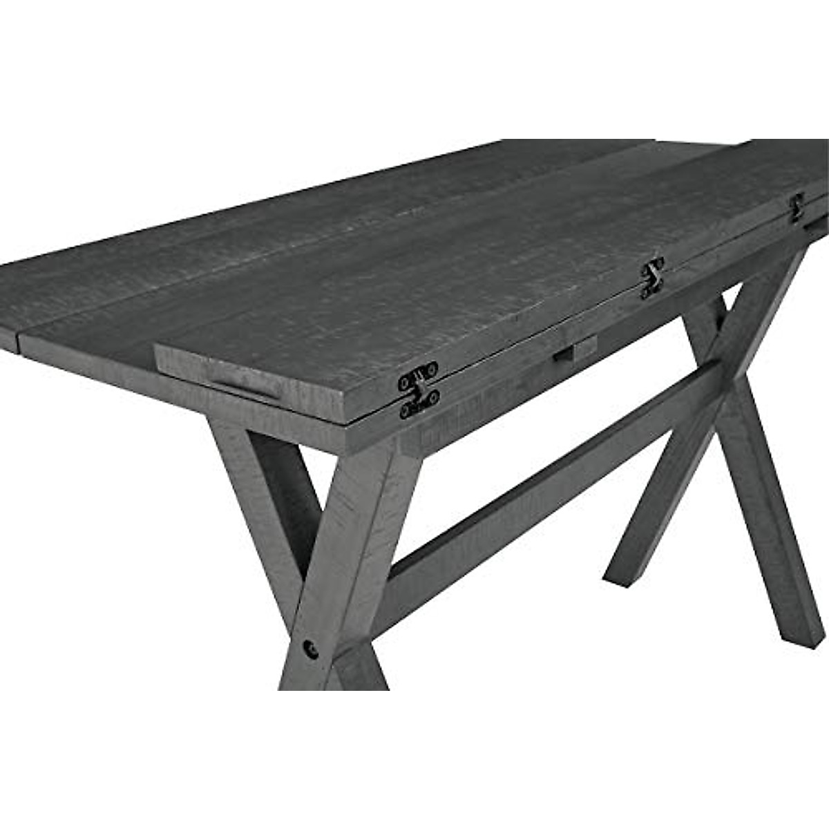 OSP Home Furnishings McKayla Flip-Top Expanding Desk to Dining Table, Distressed Washed Grey Finish