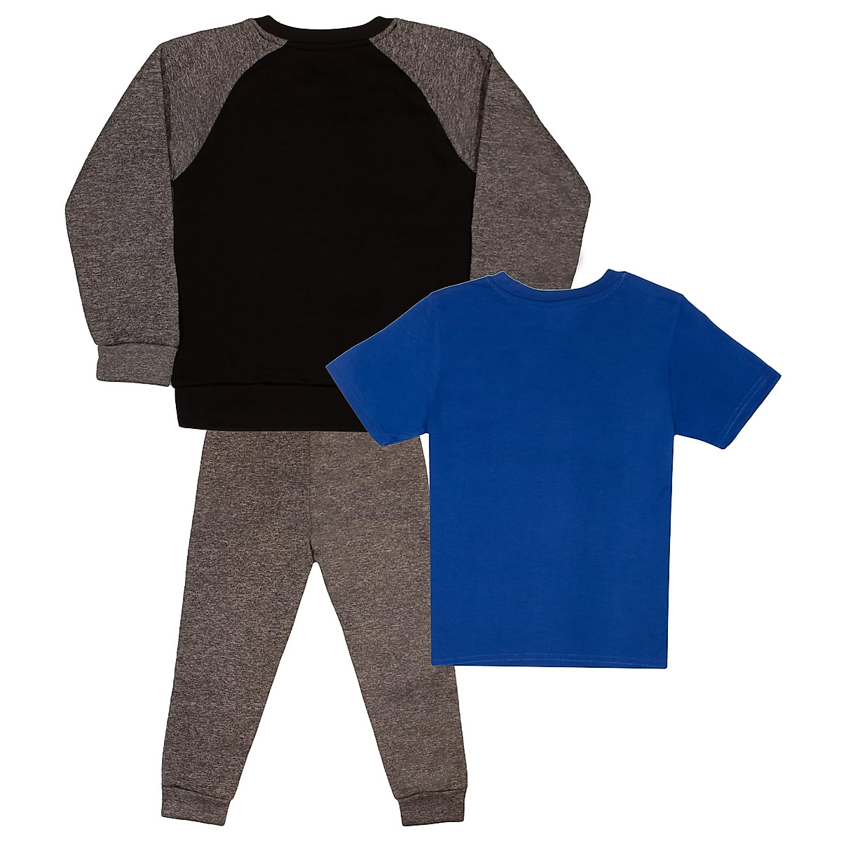 Minecraft Boys 3 Piece Fleece Pants Sets, Crew Neck Sweatshirt, T-Shirt, and Pants 3-Pack Bundle Set for Boys (Black/Blue, Size 4)
