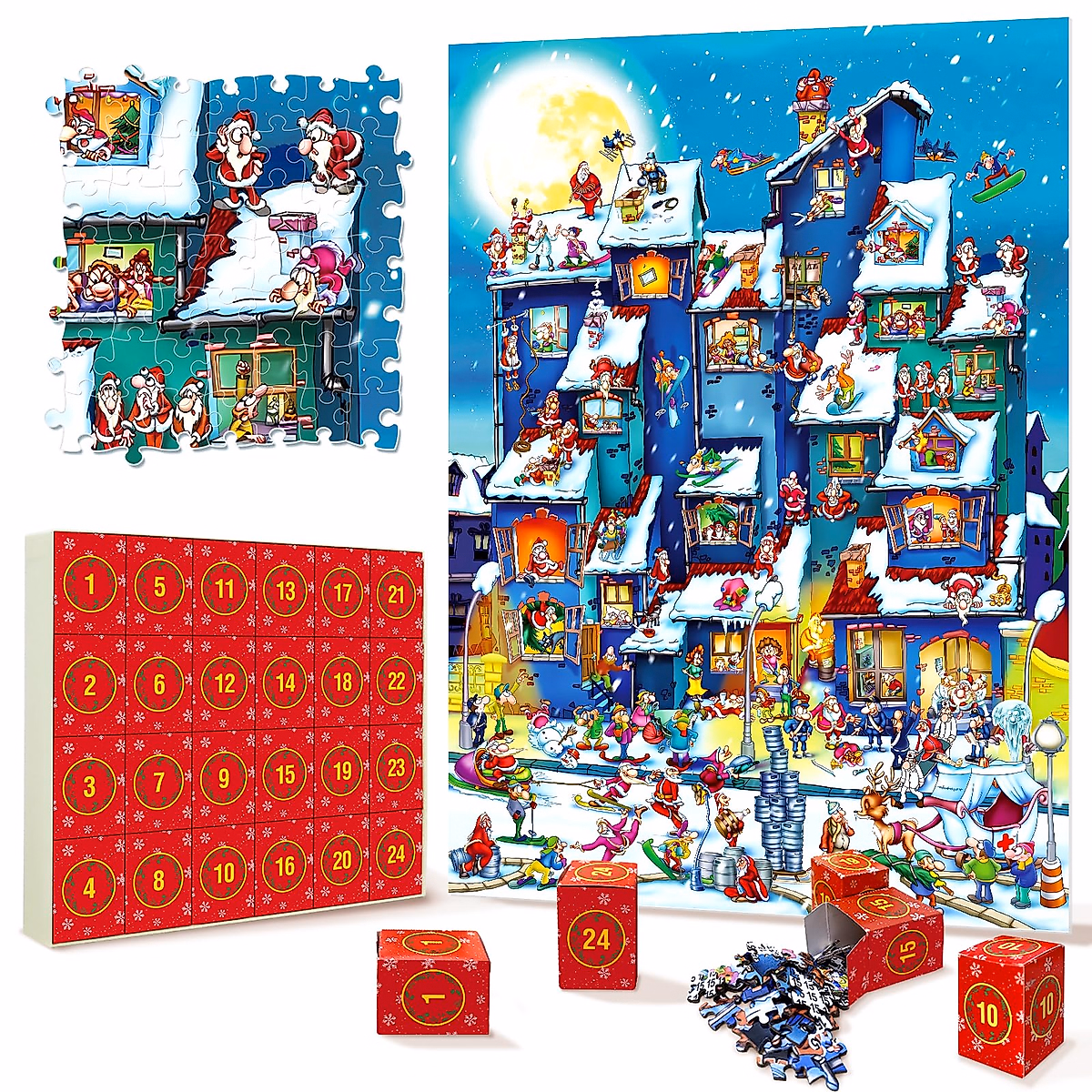 Advent Calendar 2023 Christmas Puzzles for Kids and Adults, 2023 Christmas 24 Days Countdown Calendars, Christmas Gifts for Boys Girls,1008 Pieces Christmas Puzzle in 24 Boxes,Christmas