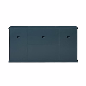 Walker Edison Modern Wood Glass Door Buffet Sideboard Living Room-Entryway Serving Storage Cabinet Doors-Dining Room Console, 60 Inch, Dark Teal