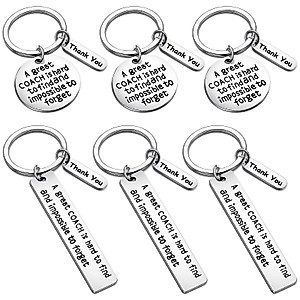 Yinkin 6 Pcs Keychain Coach Great Coach is Hard to Find Volleyball Basketball Soccer Football Coach Keychain Thank You Coach Gifts Keychain for Men Women, 2 Styles