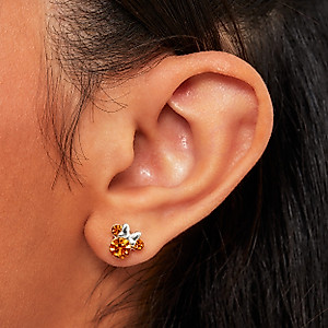 Disney Womens Minnie Mouse November Birthstone Stud Earrings - Minnie Mouse Earrings - Disney Earrings (November-Topaz Crystal)